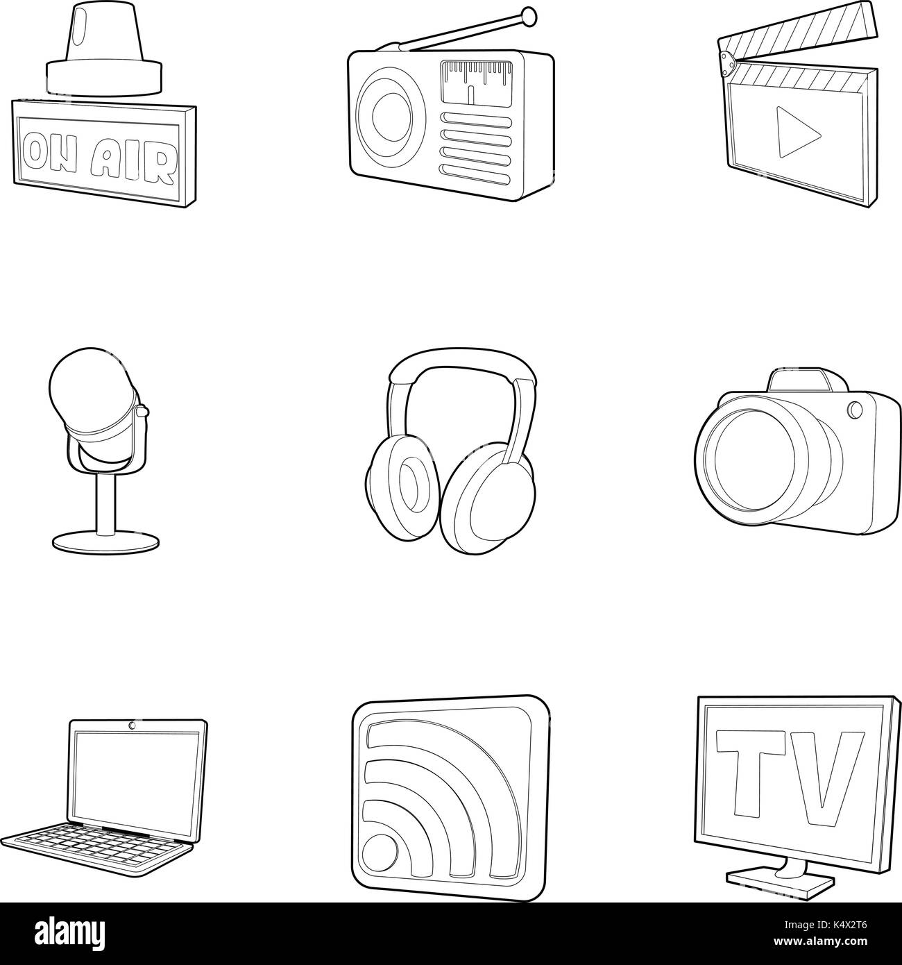 Media icons set, outline style Stock Vector Image & Art - Alamy