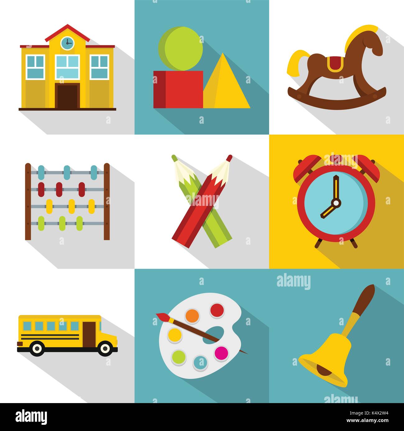 School equipment icon set, flat style Stock Vector Image & Art - Alamy