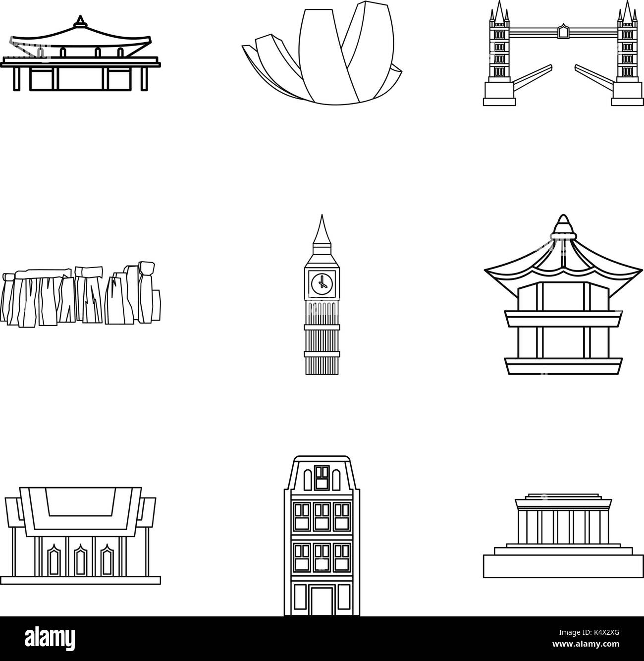 Chinese temple icons set, outline style Stock Vector Image & Art - Alamy