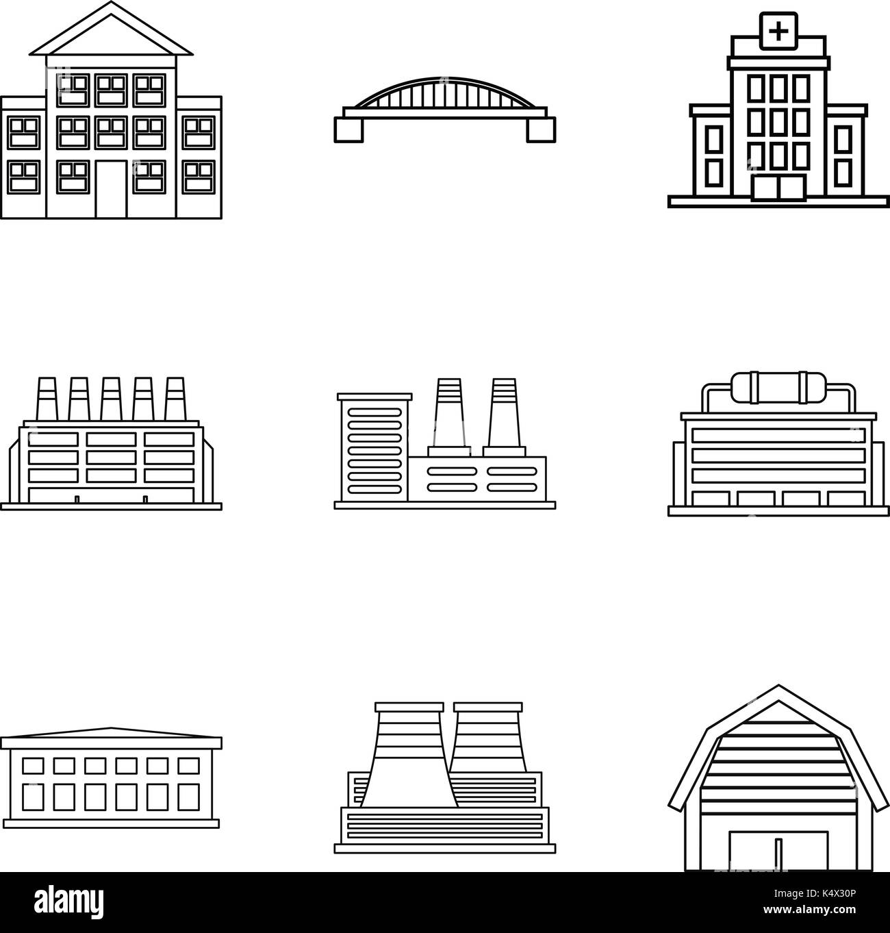 Frontage icons set, outline style Stock Vector Image & Art - Alamy