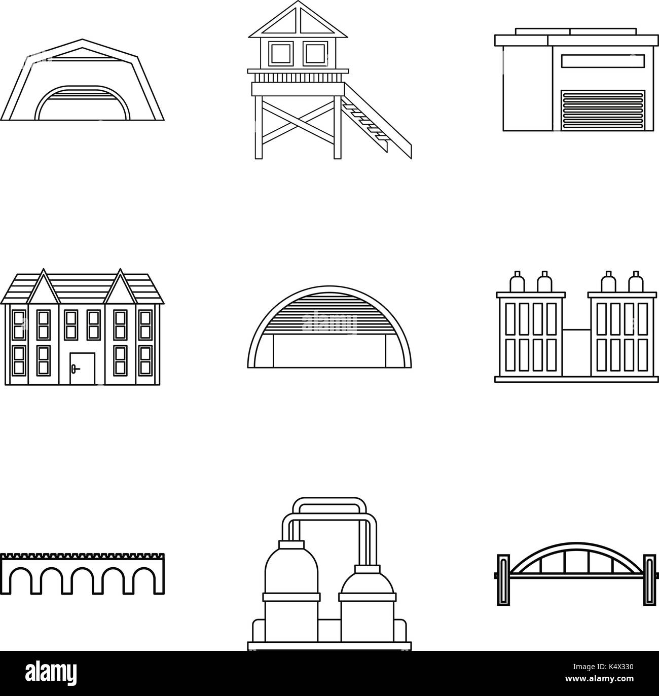 Facade icons set, outline style Stock Vector Image & Art - Alamy