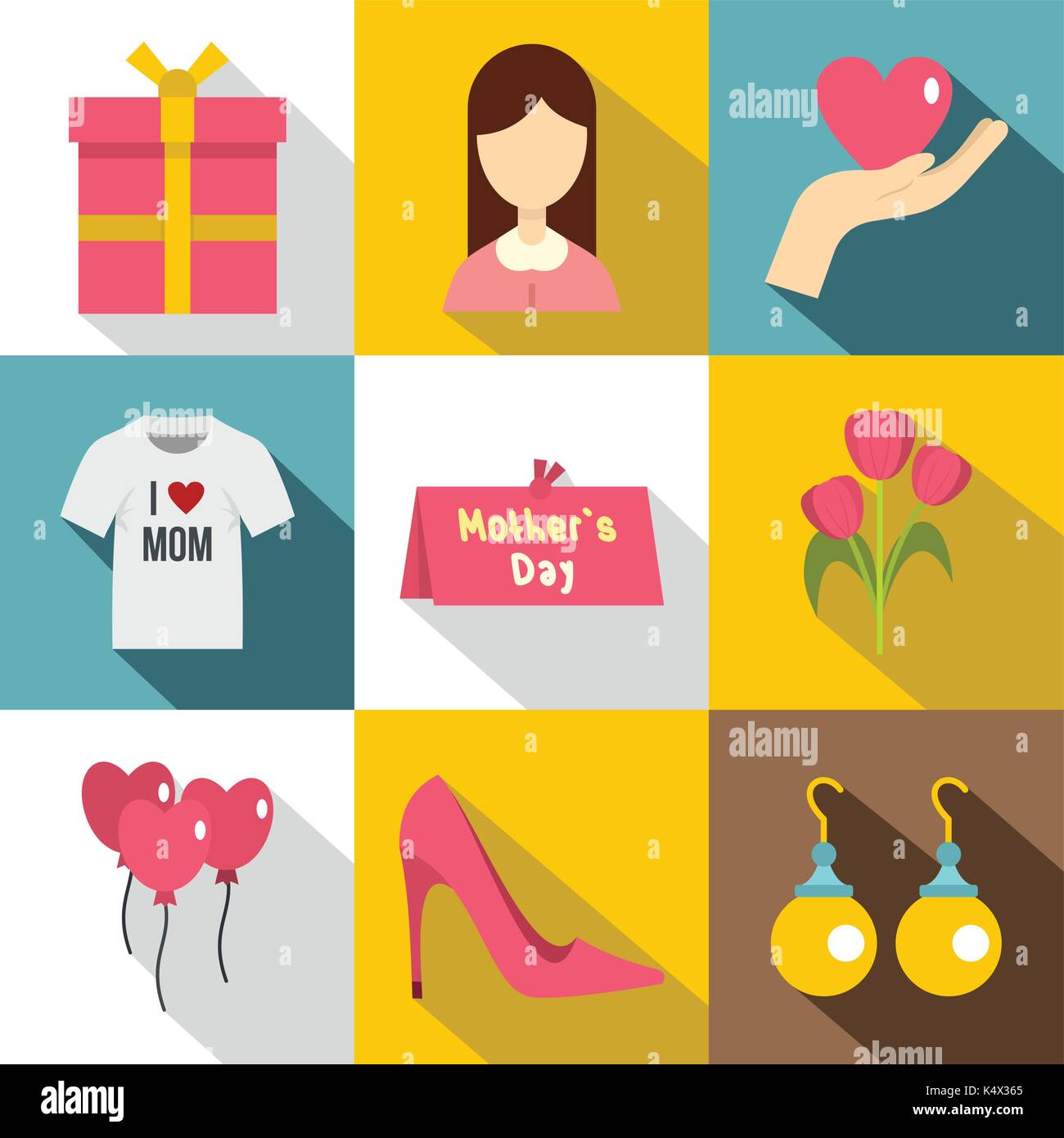 Happy mama day icon set, flat style Stock Vector Image & Art - Alamy