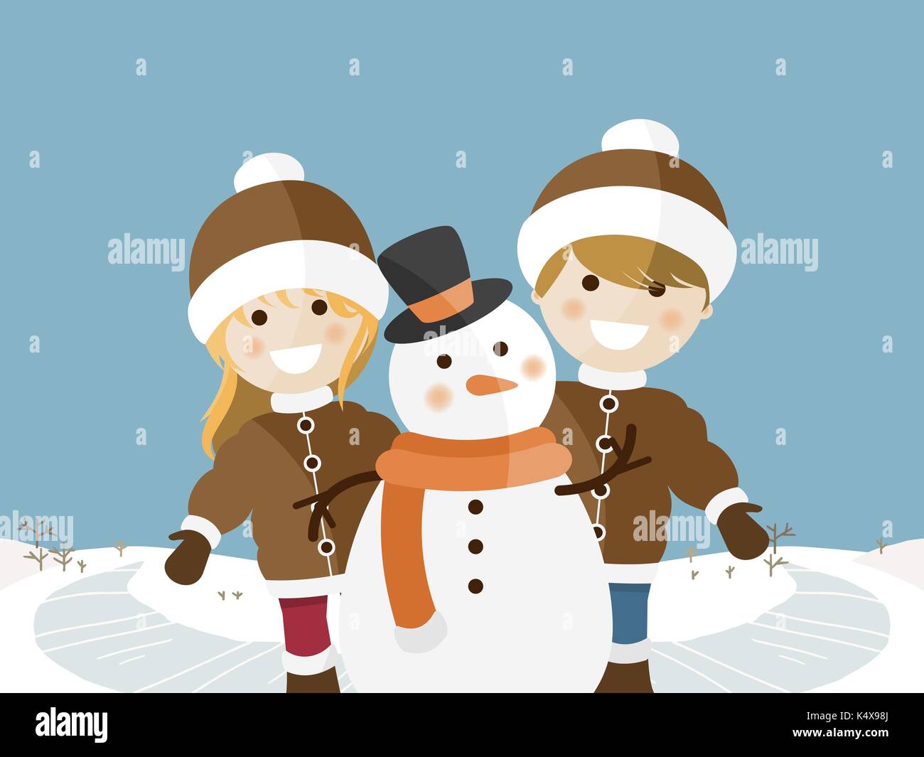 Cartoon kids playing on snow hi-res stock photography and images - Alamy