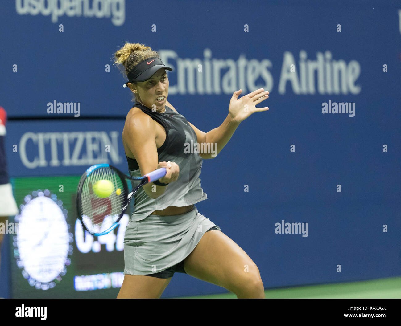 New York, United States. 06th Sep, 2017. Madison Keys of USA returns ...