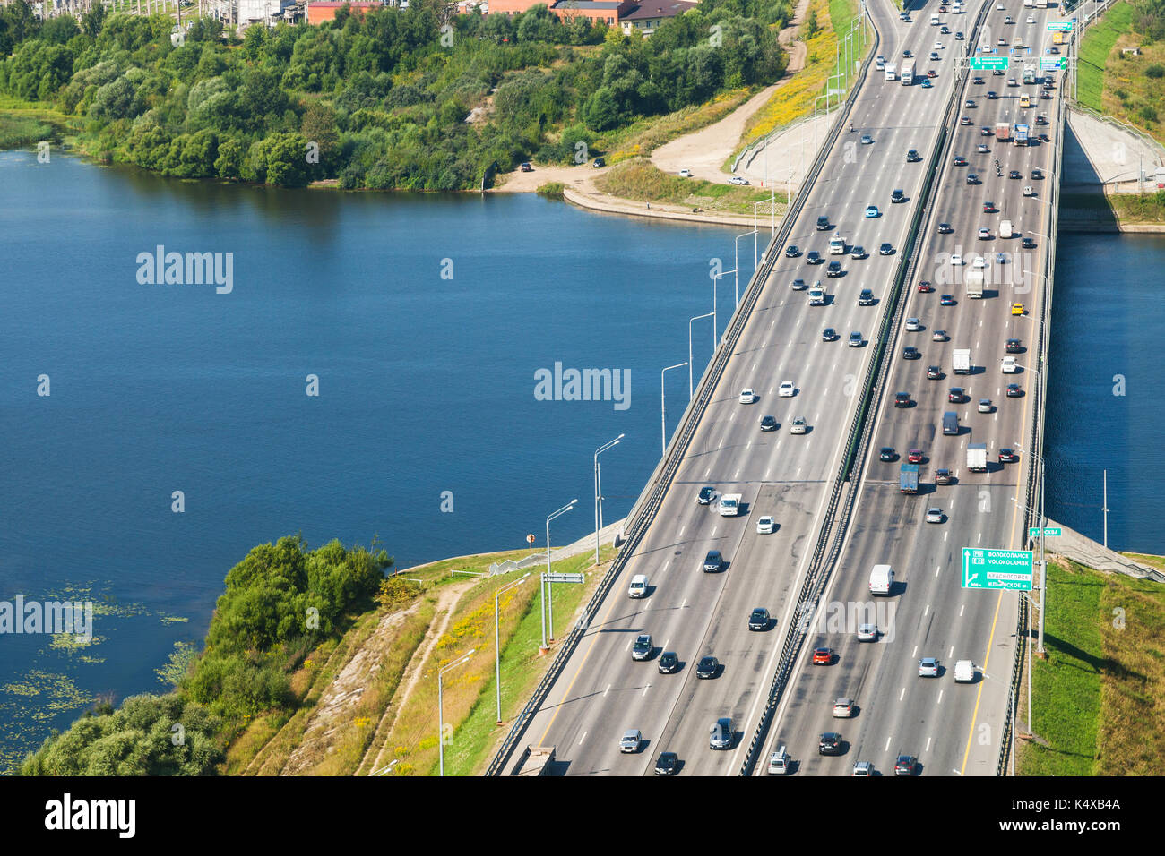 Aerial view autostrada bridge traffic hi-res stock photography and ...