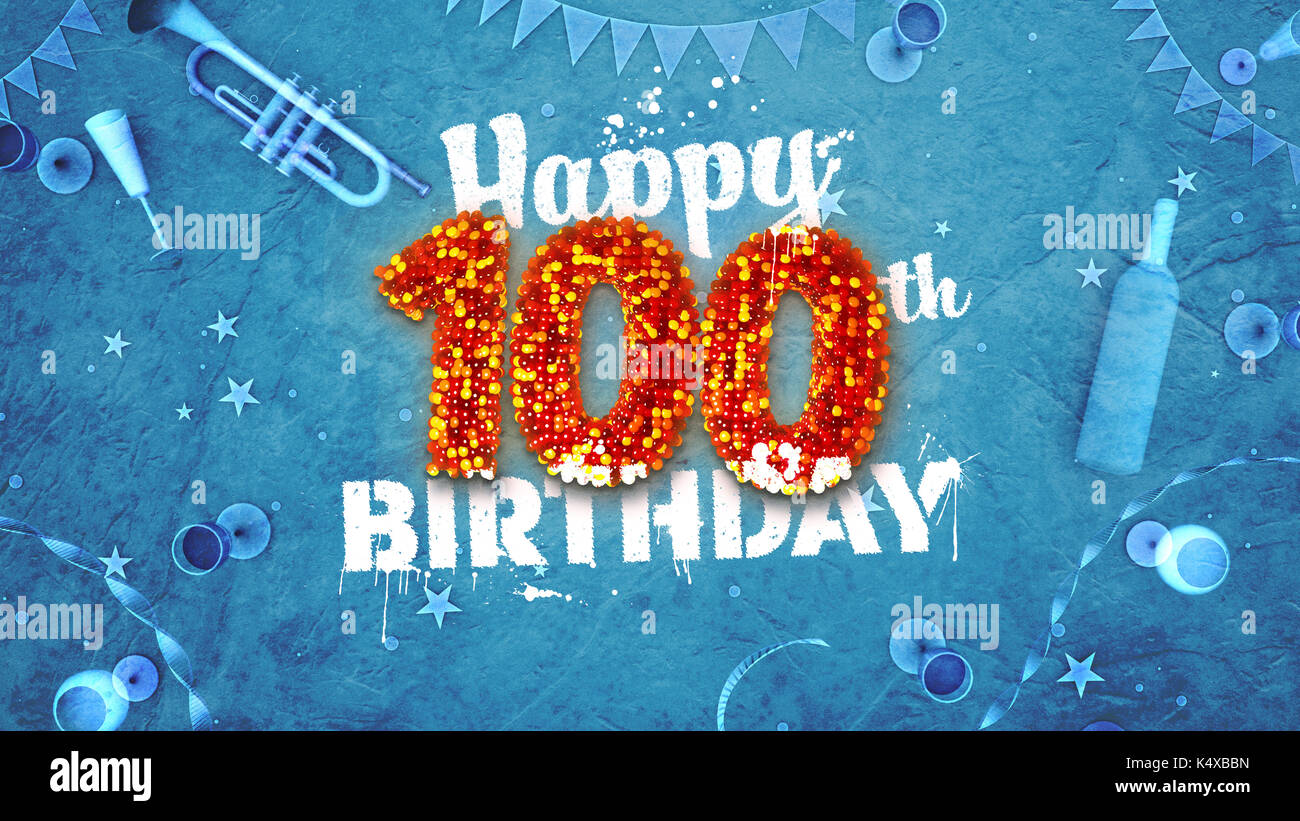 Happy 100th Birthday Card with beautiful details such as wine bottle ...