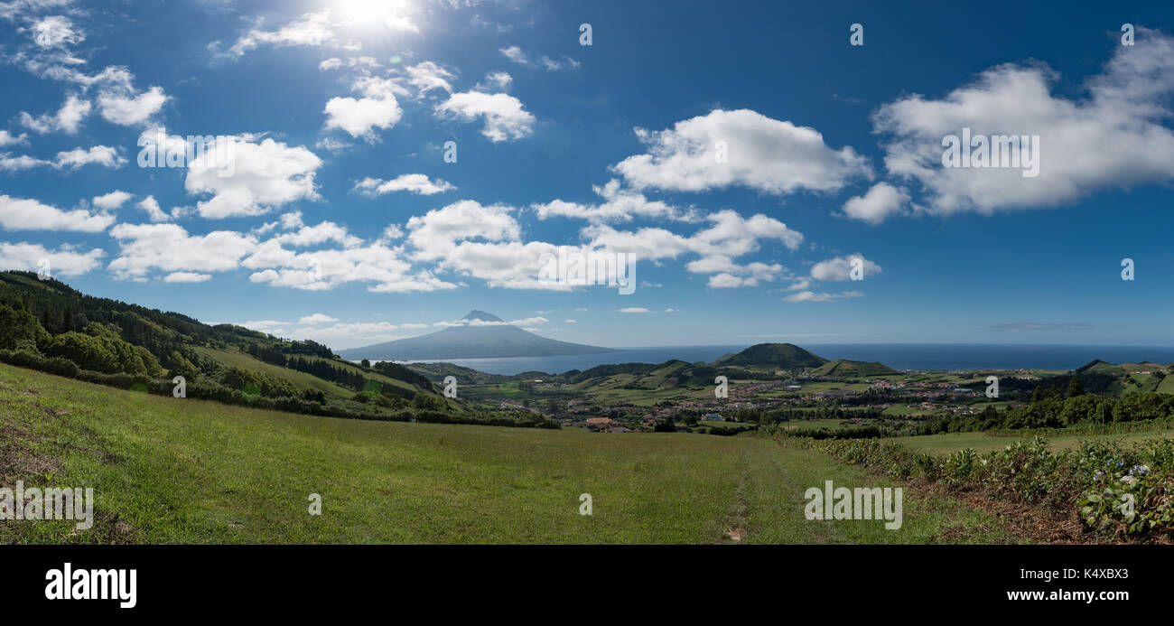 Panorama, Landscape, view of the island of Pico from Horta, Faial ...