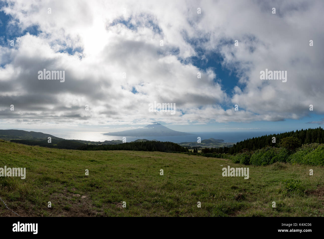 Panorama, Landscape, view of the island of Pico from Horta, Faial ...