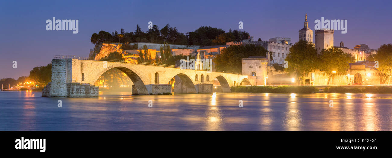 Panorama of Avignon at Night Stock Photo - Alamy