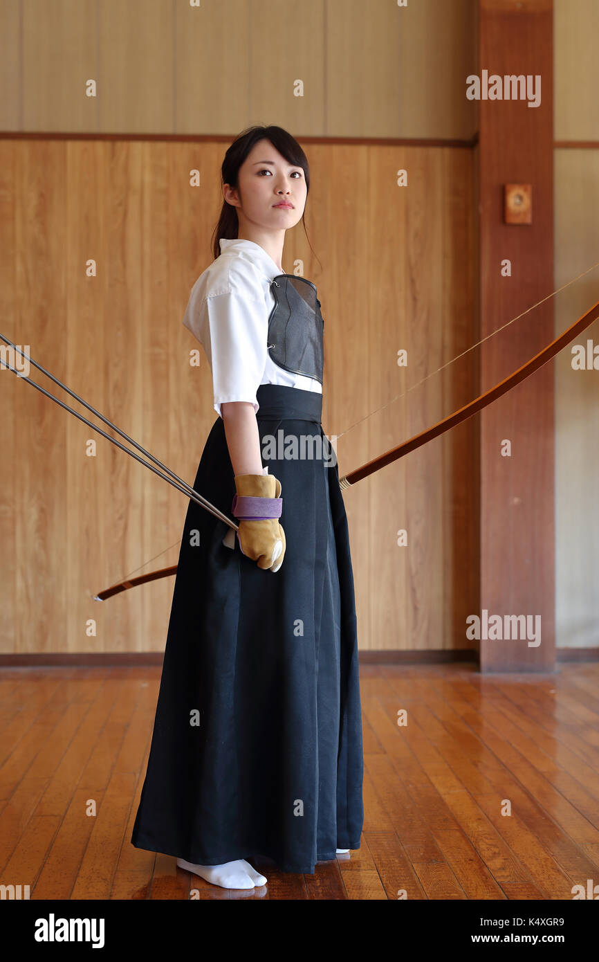 Japanese traditional archery athlete portrait Stock Photo - Alamy