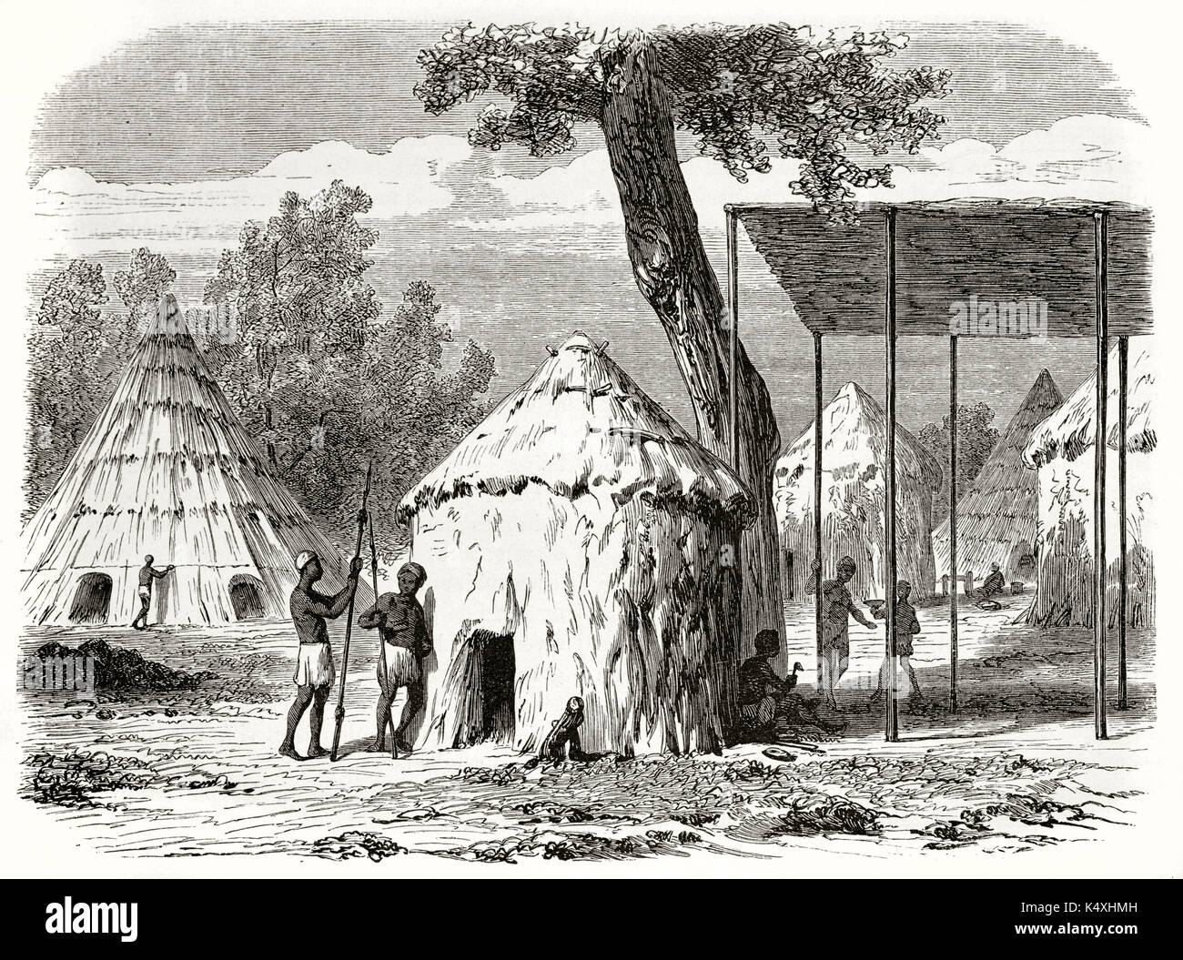 Illustration of african huts hi-res stock photography and images - Alamy