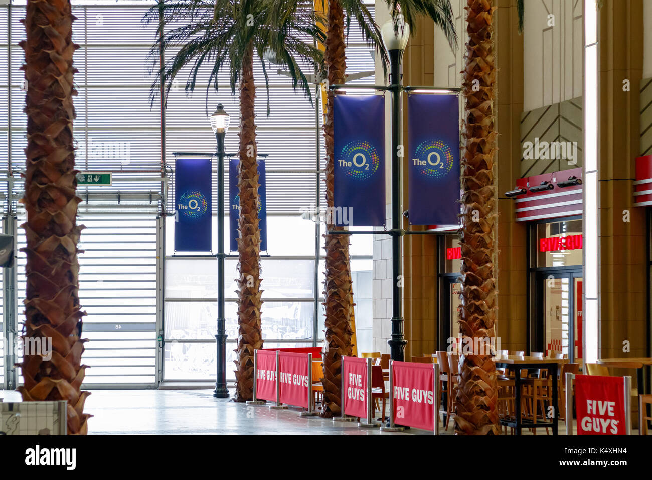 London, UK - August 15, 2017 - Interior of The O2 Arena with bars and ...