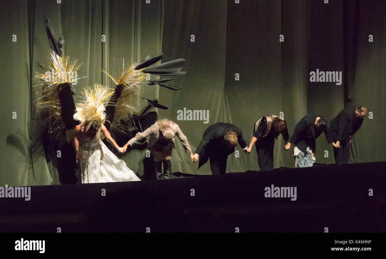 the cast bowing during a curtain call , Siegfried, Bayreuth Opera ...