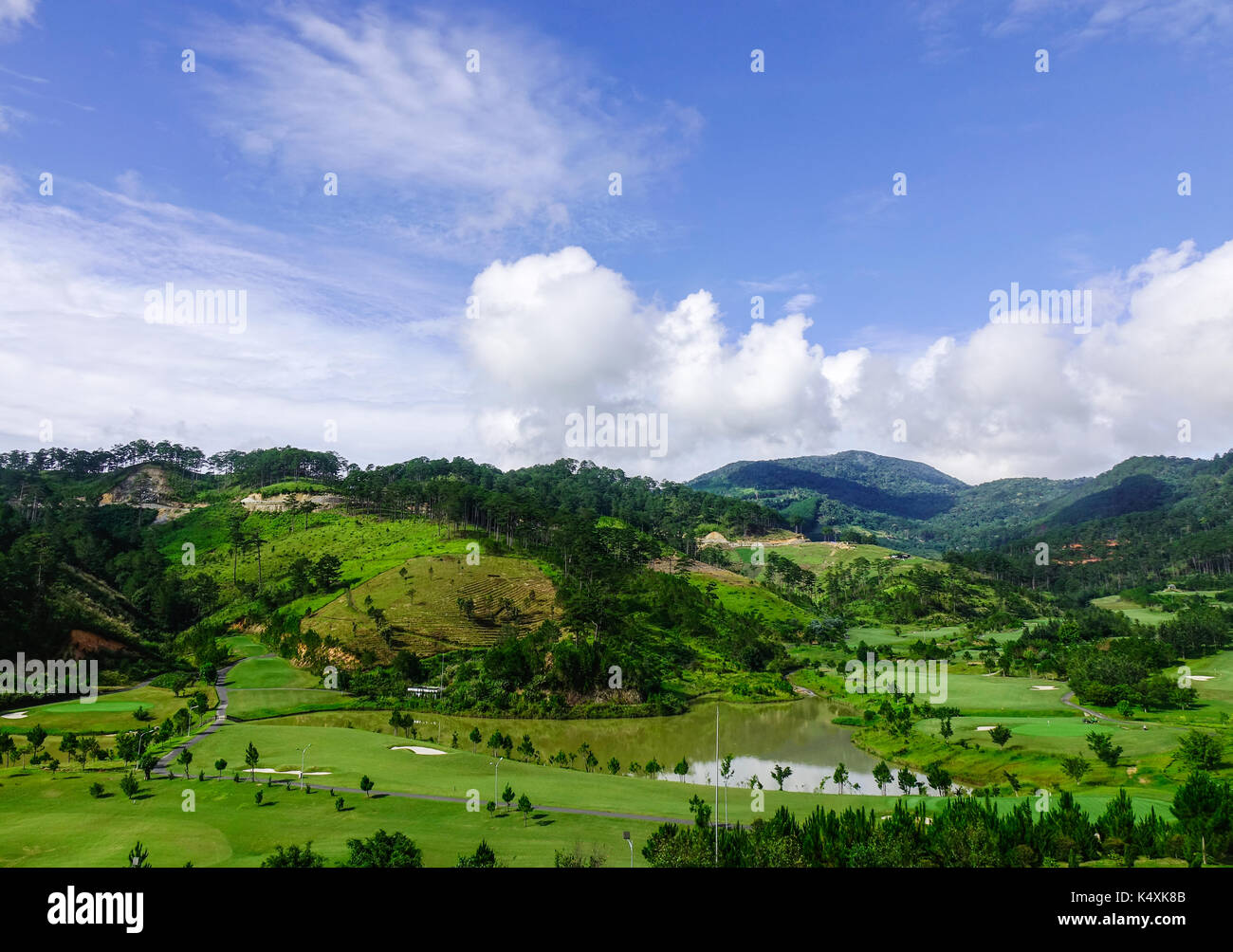 Forest and mountain in Dalat, Vietnam. Da Lat is located 1500 m above ...