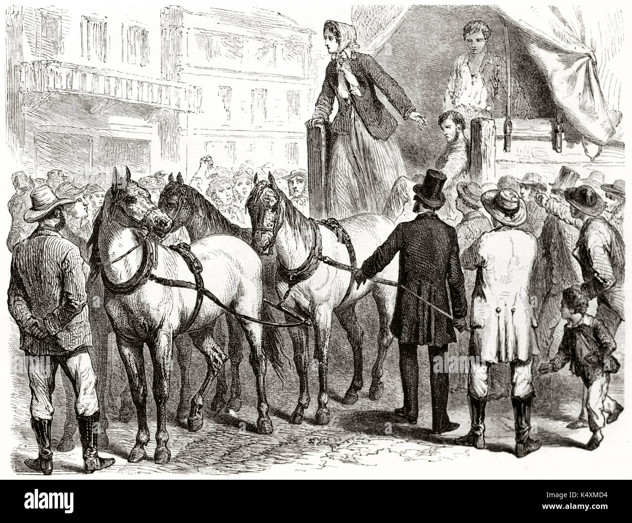 Old illustration depicting the wife of John Doy (activist for Missouri ...