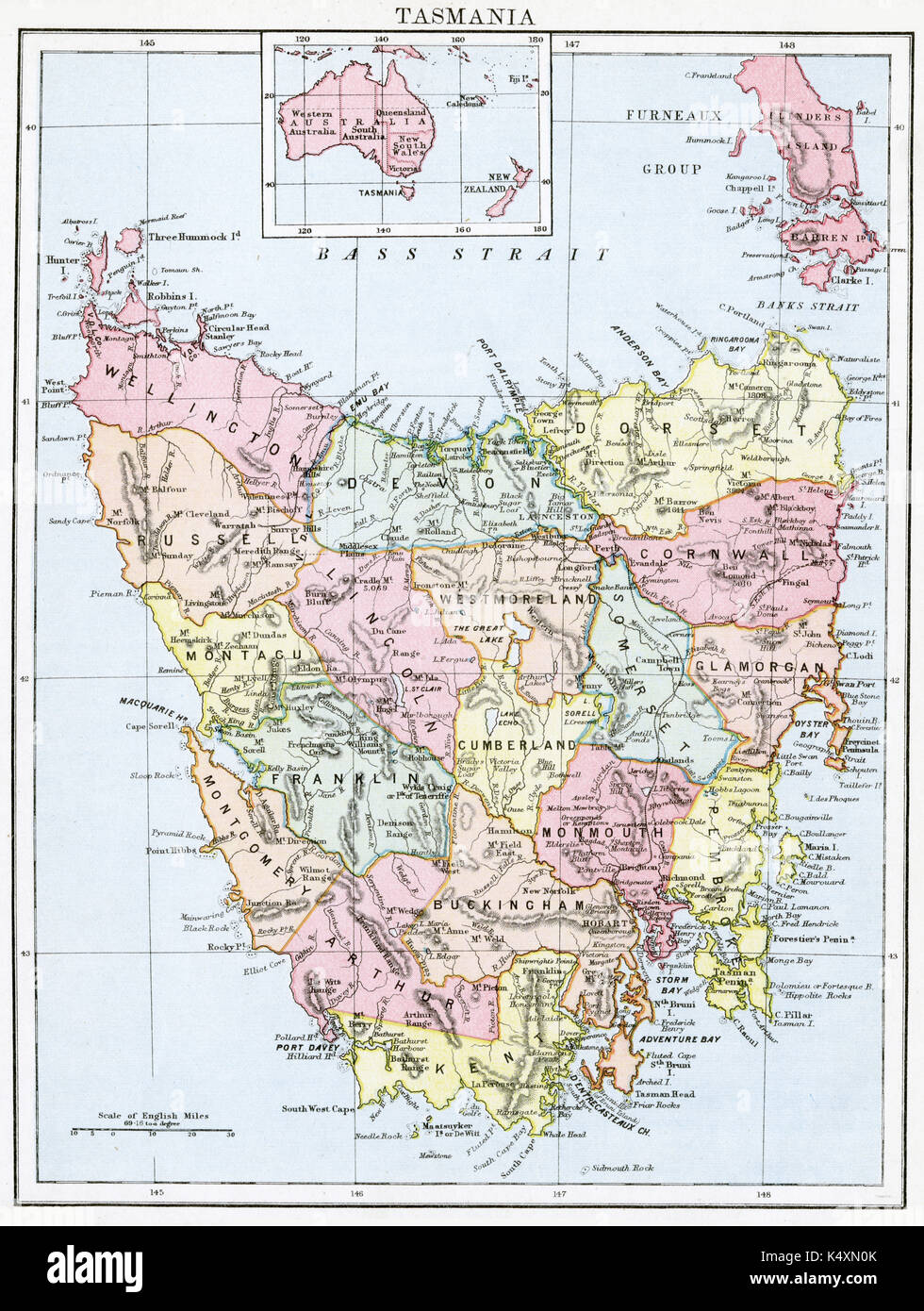 Antique tasmania map hi-res stock photography and images - Alamy