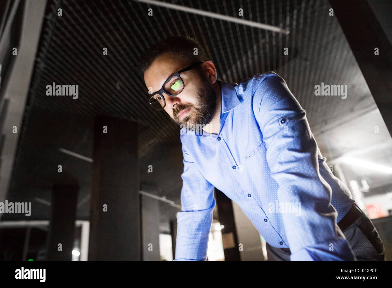 Businessman working office night hi-res stock photography and images ...