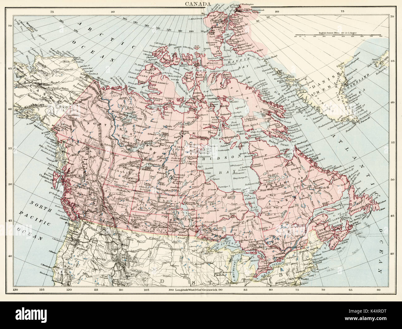 Antique map, circa 1875, of Canada Stock Photo - Alamy