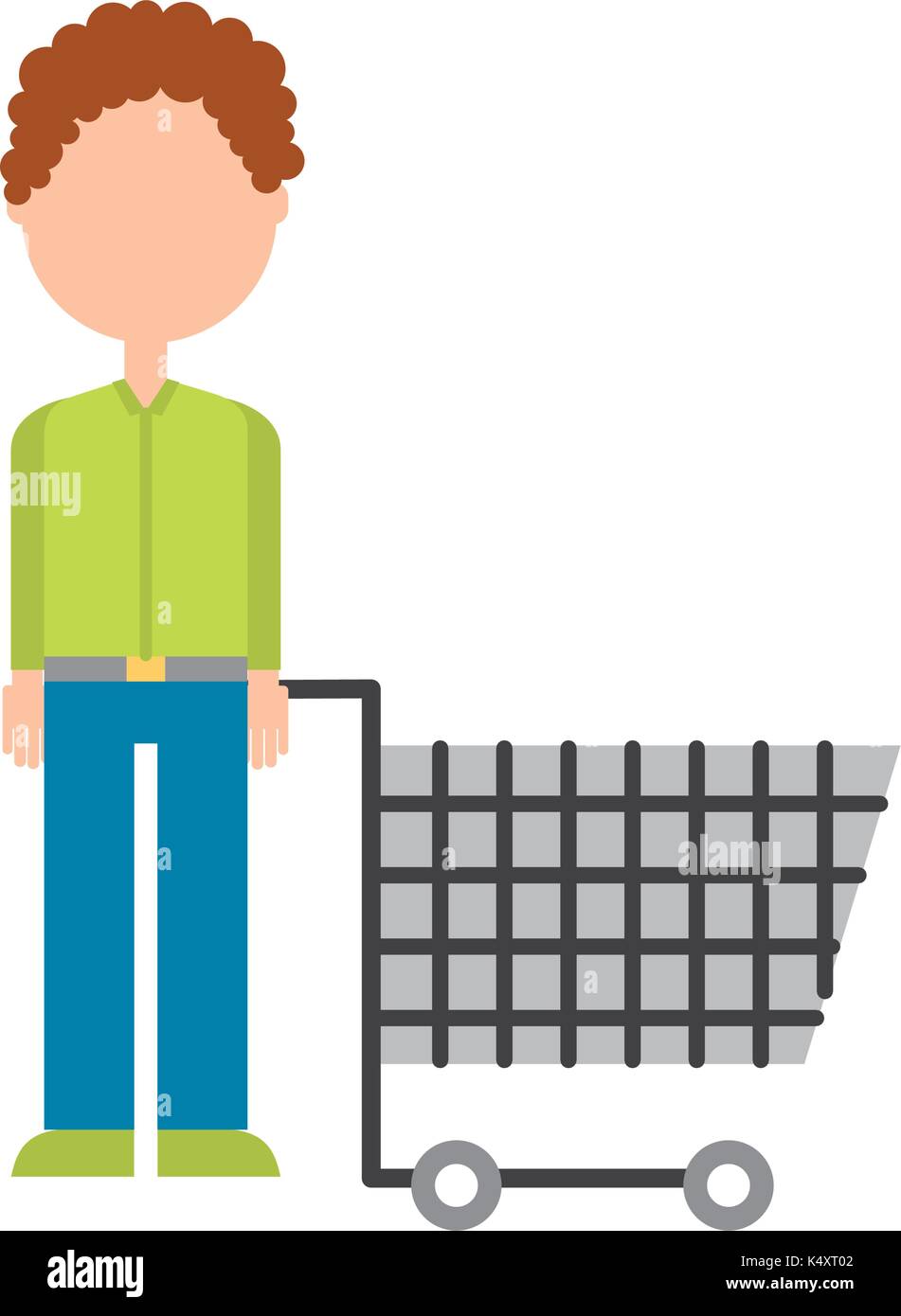 Man pushing shopping trolley Stock Vector Images - Alamy