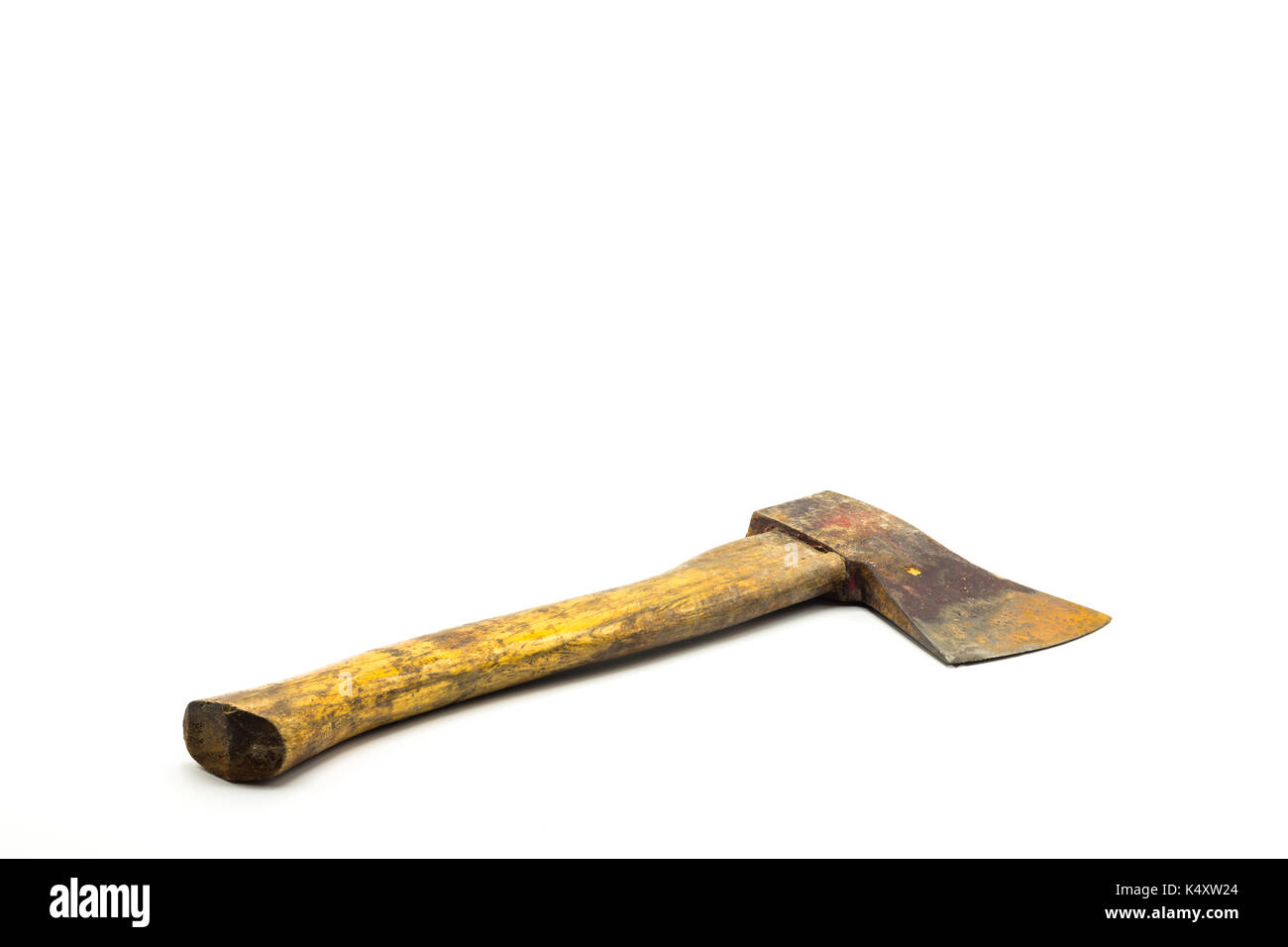 Old hatchet axe wooden handle Cut Out Stock Images & Pictures - Alamy