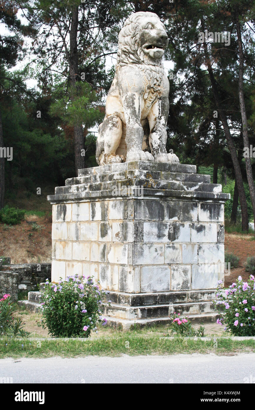 Lion of Amphipolis. A 4th century BC funerary monument set up in honor ...