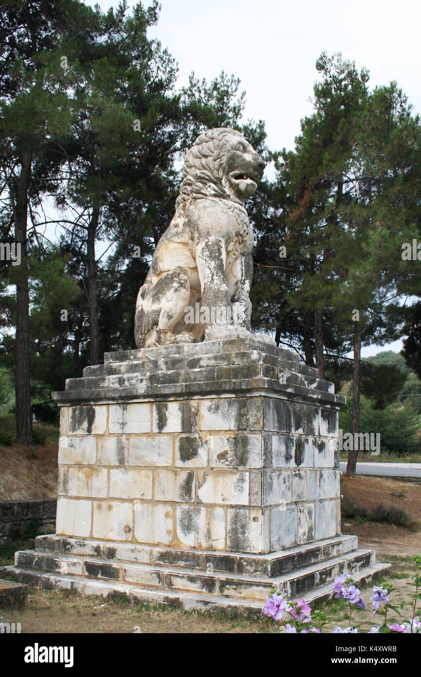 Lion of Amphipolis. A 4th century BC funerary monument set up in honor ...