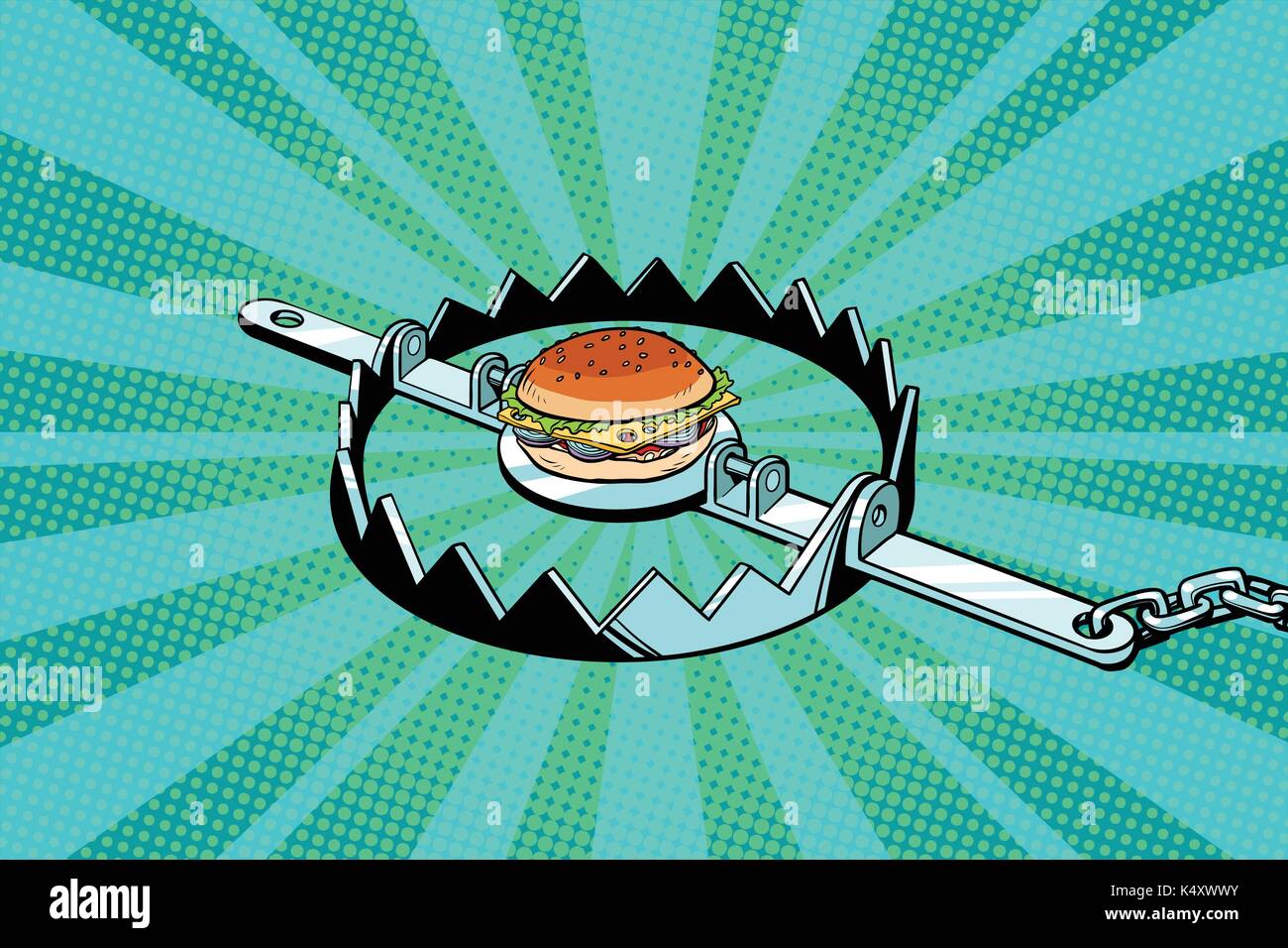 Iron trap with the Burger. concept of hunger and diet Stock Vector ...