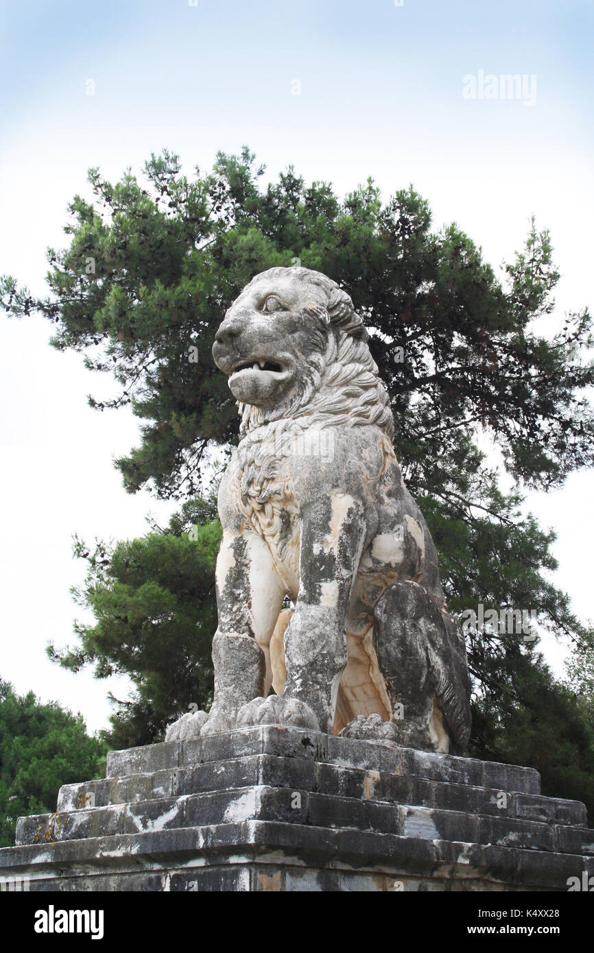 Lion of Amphipolis. A 4th century BC funerary monument set up in honor ...