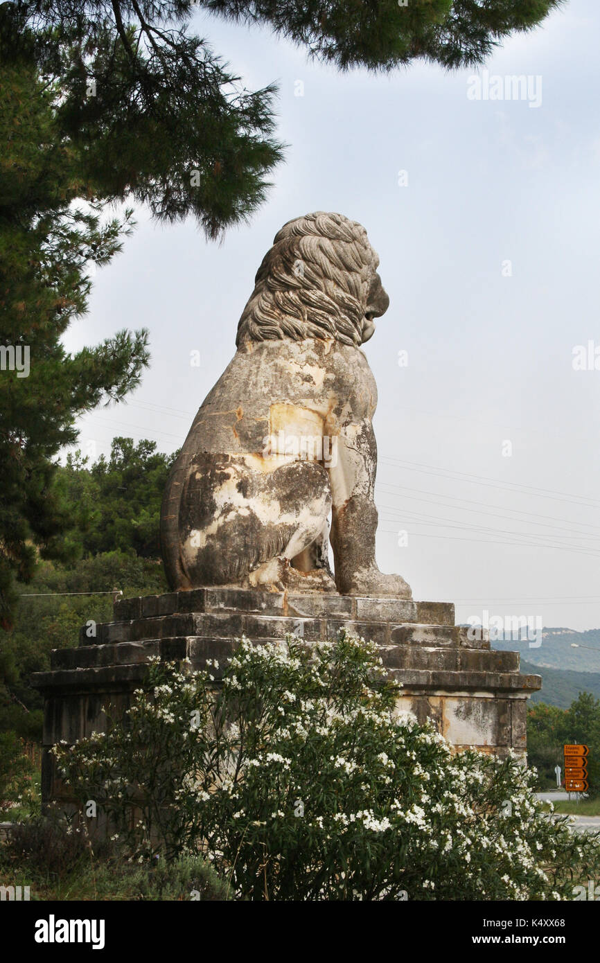 Lion of Amphipolis. A 4th century BC funerary monument set up in honor ...