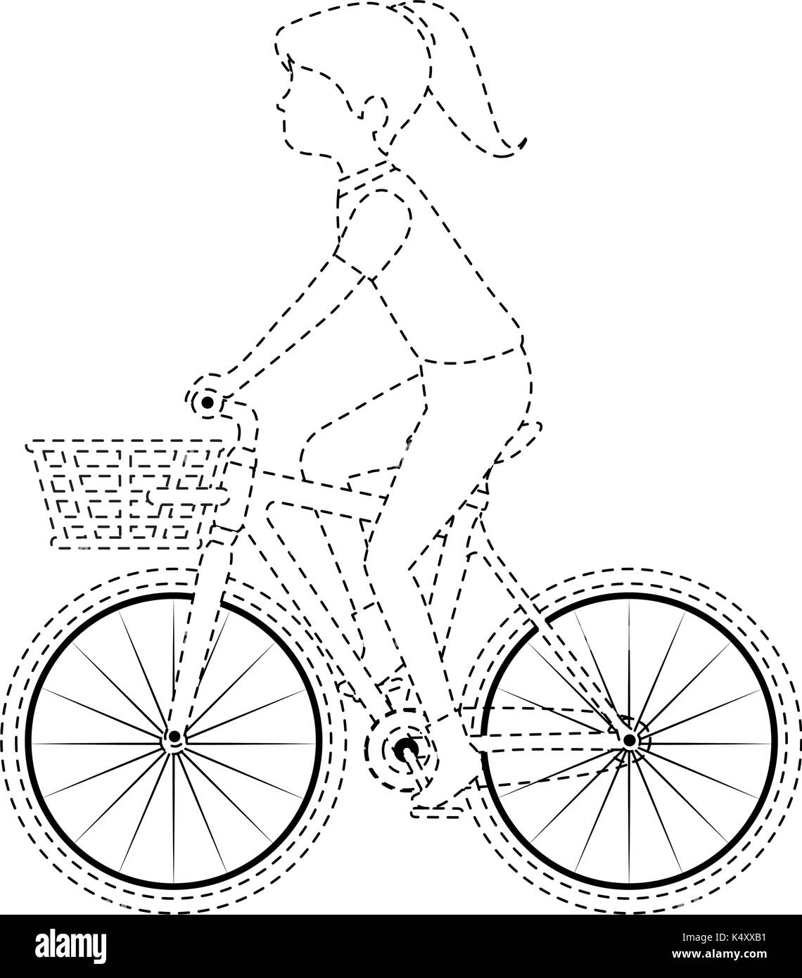 woman cyclist riding a bicycle vector illustration design Stock Vector ...