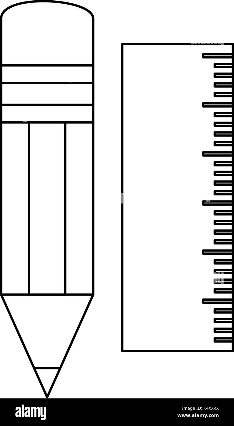 pencil school with rule vector illustration design Stock Vector Image ...