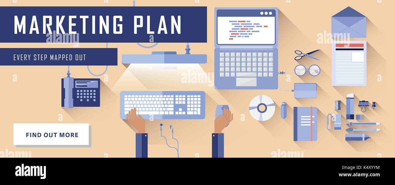 Office desk computer supplies Stock Vector Images - Alamy