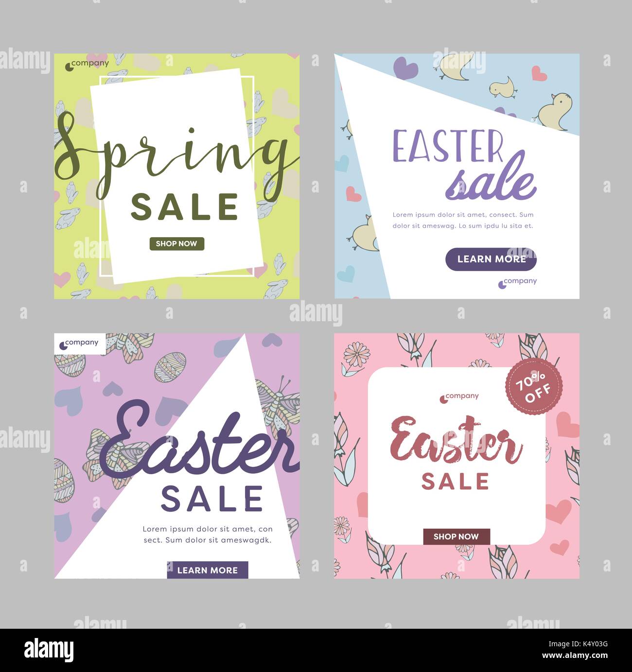 Various spring sale brochure card against grey background Stock Vector ...