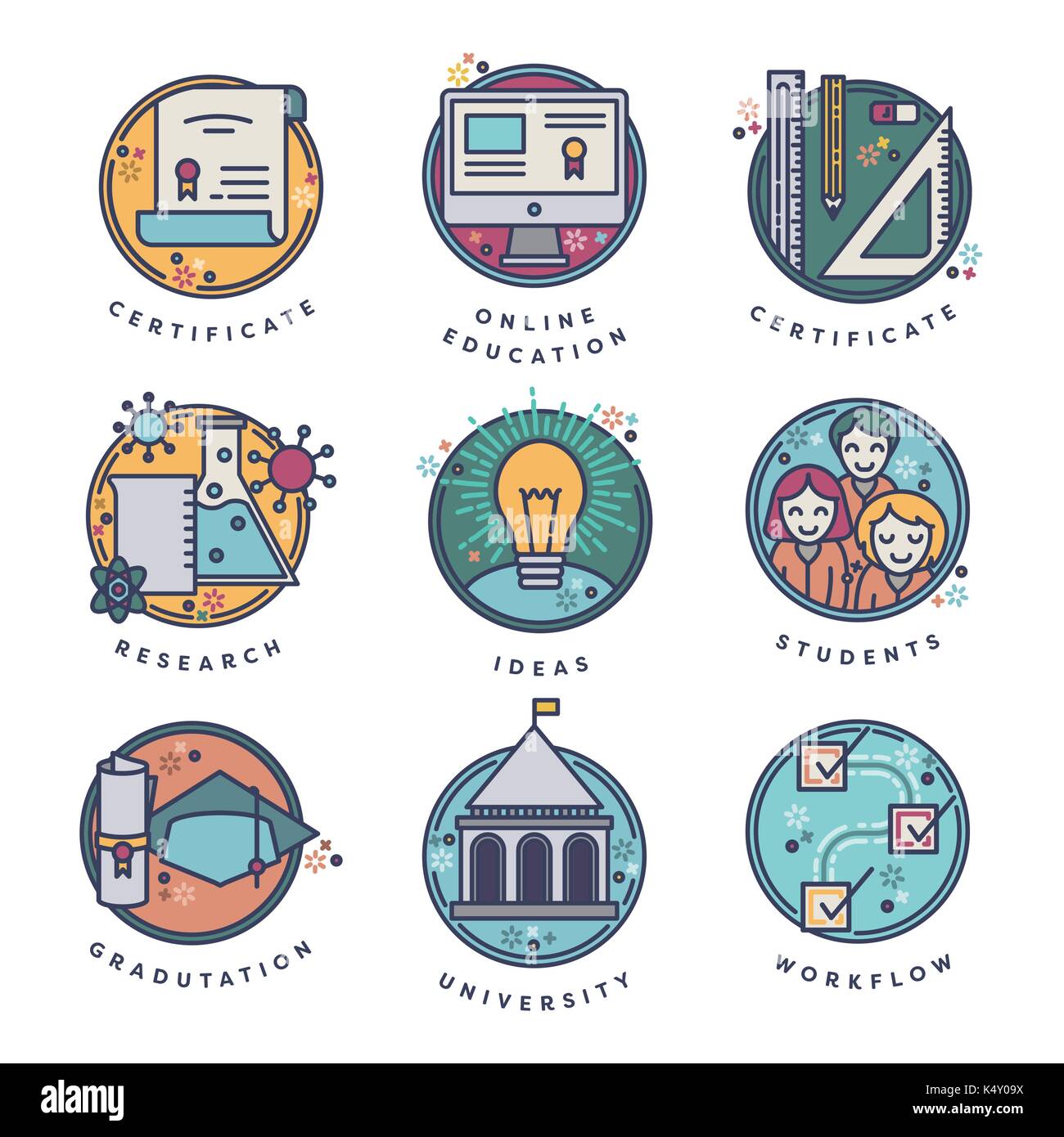 Vector set of education symbol Stock Vector Image & Art - Alamy