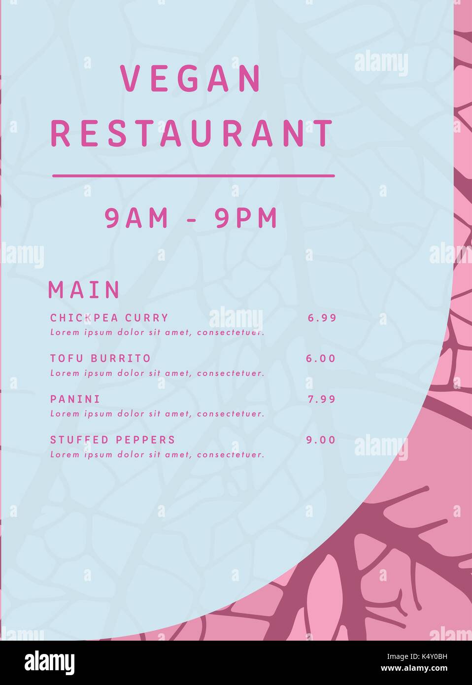 Menu card with vegan restaurant text Stock Vector Image & Art - Alamy