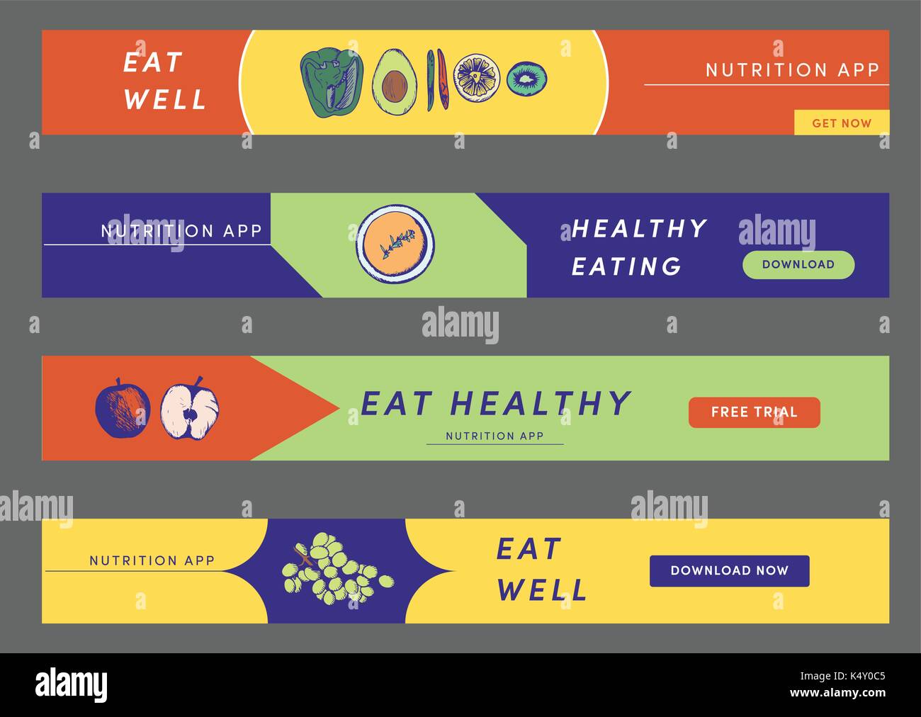 Vector icon set of nutrition app Stock Vector Image & Art - Alamy