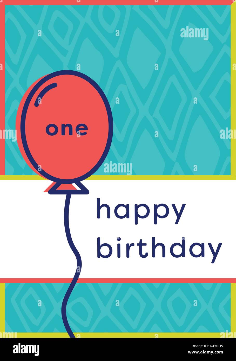 Happy birthday 1 year greeting card with balloon Stock Vector Image ...