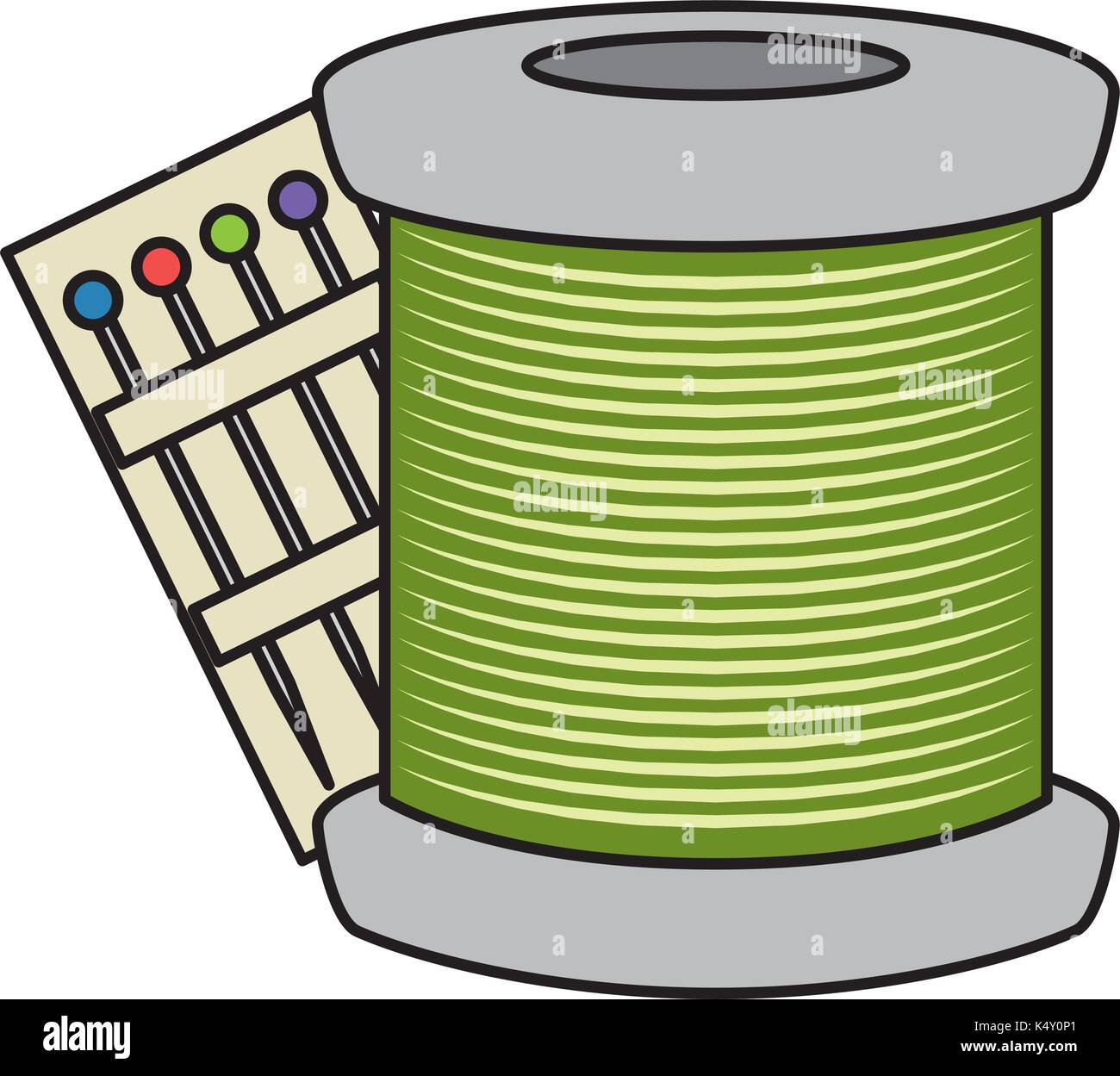 sewing thread tubes with pins vector illustration design Stock Vector ...