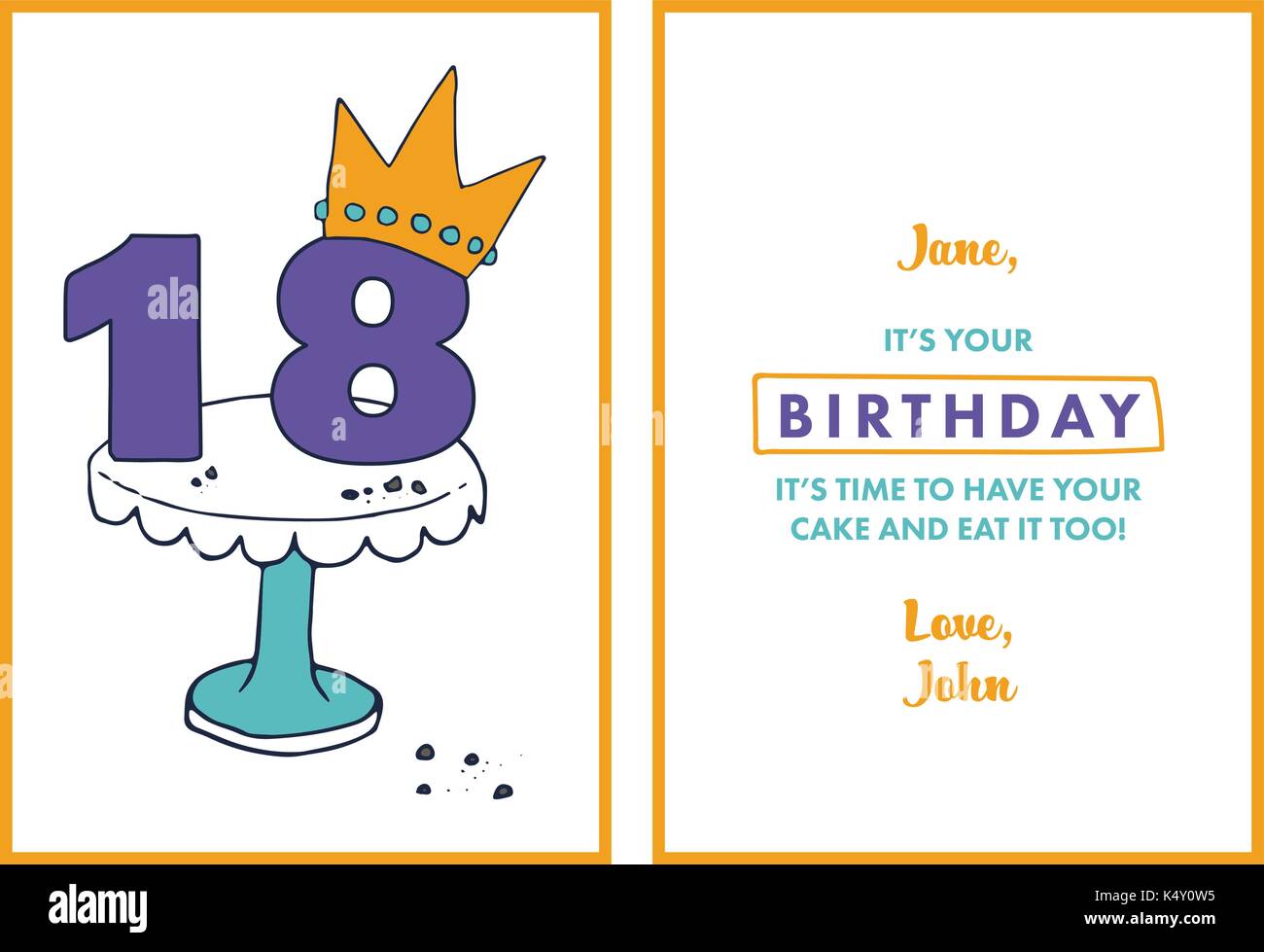 Happy birthday 18th years greeting card Stock Vector Image & Art - Alamy