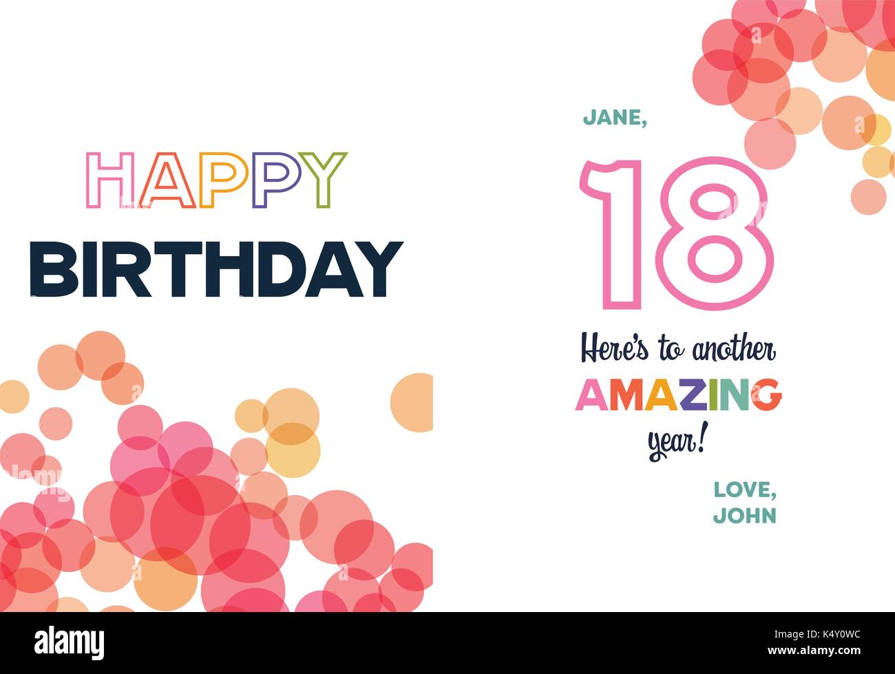 Happy birthday 18th years greeting card Stock Vector Image & Art - Alamy