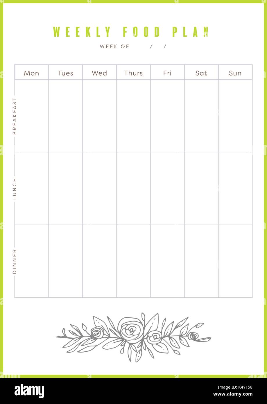Food planner template Stock Vector Image & Art - Alamy