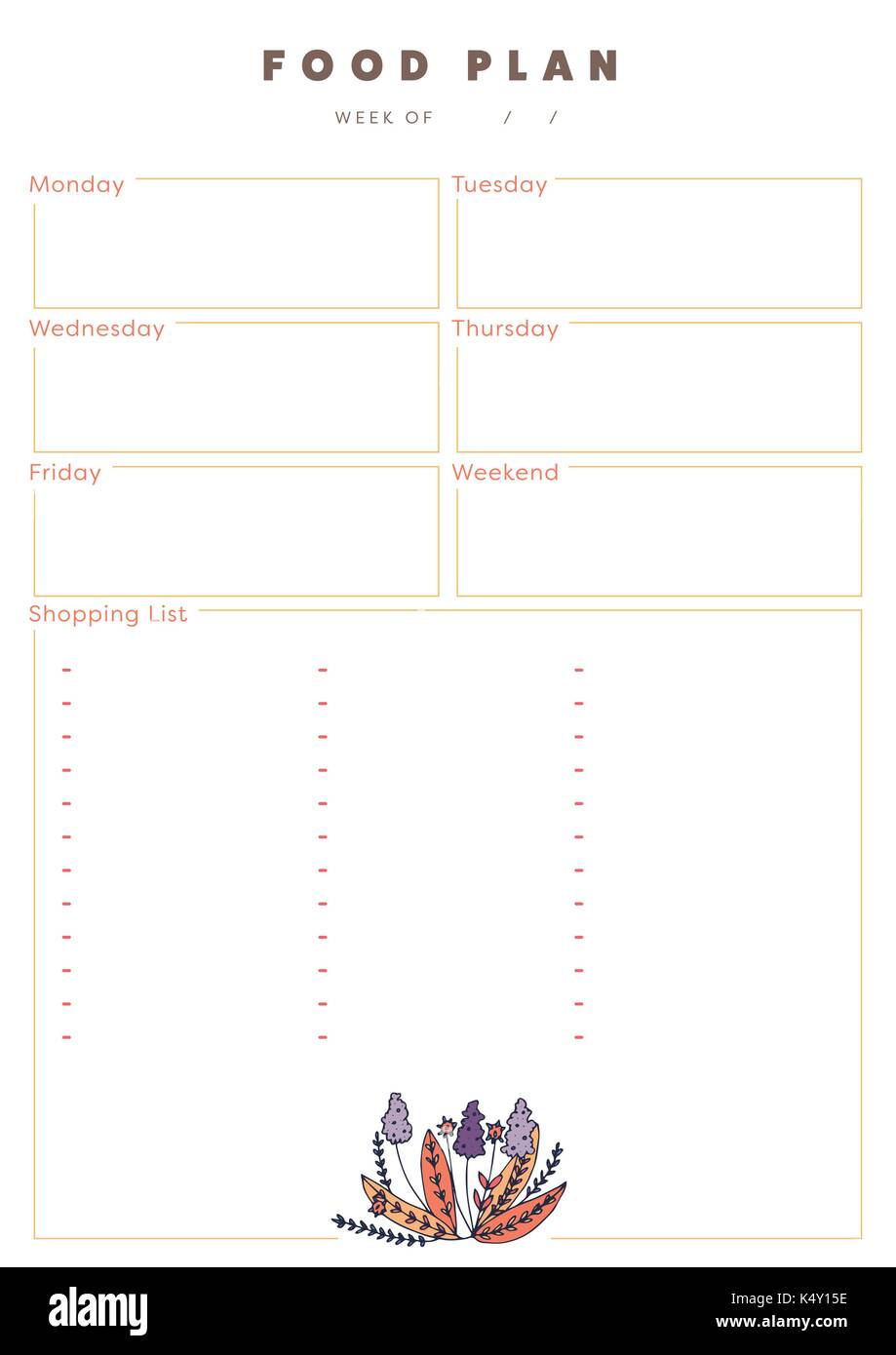 Food planner template Stock Vector Image & Art - Alamy