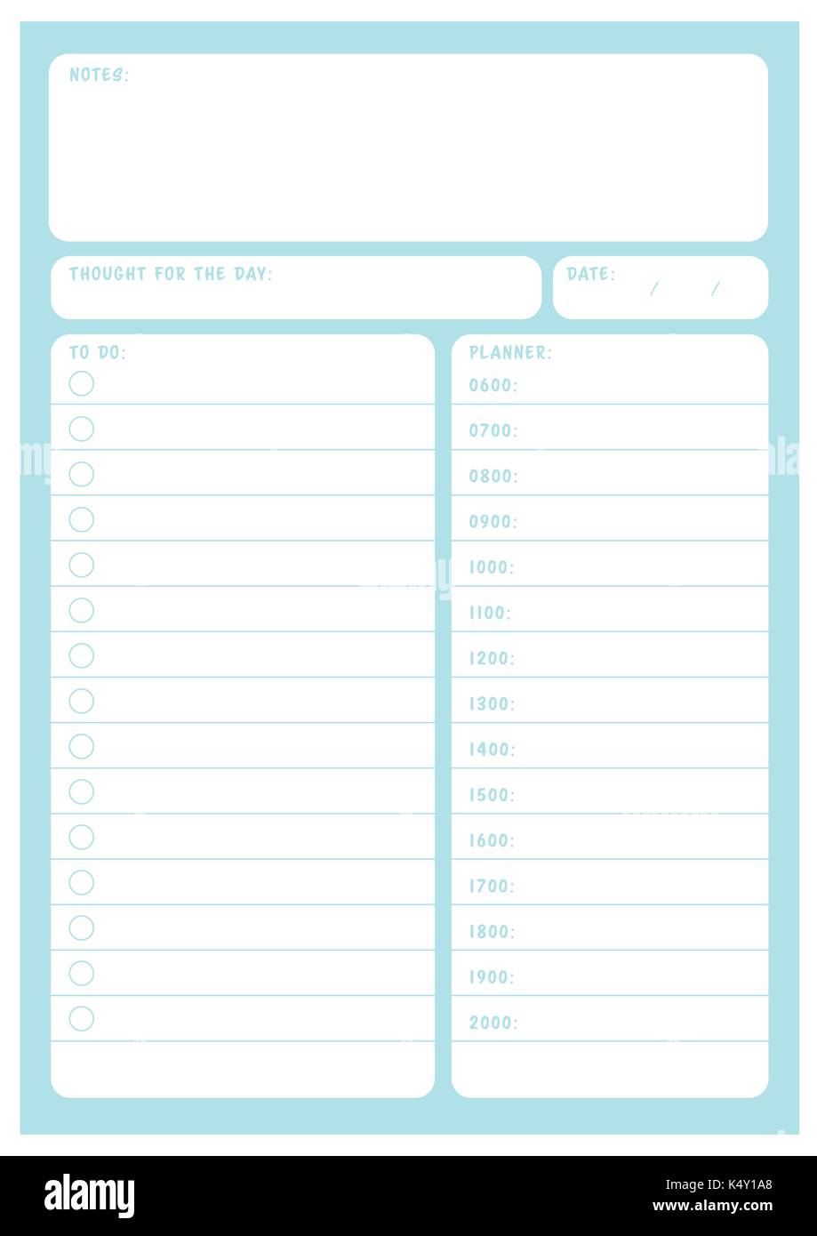 Daily planner template layout Stock Vector Image & Art - Alamy