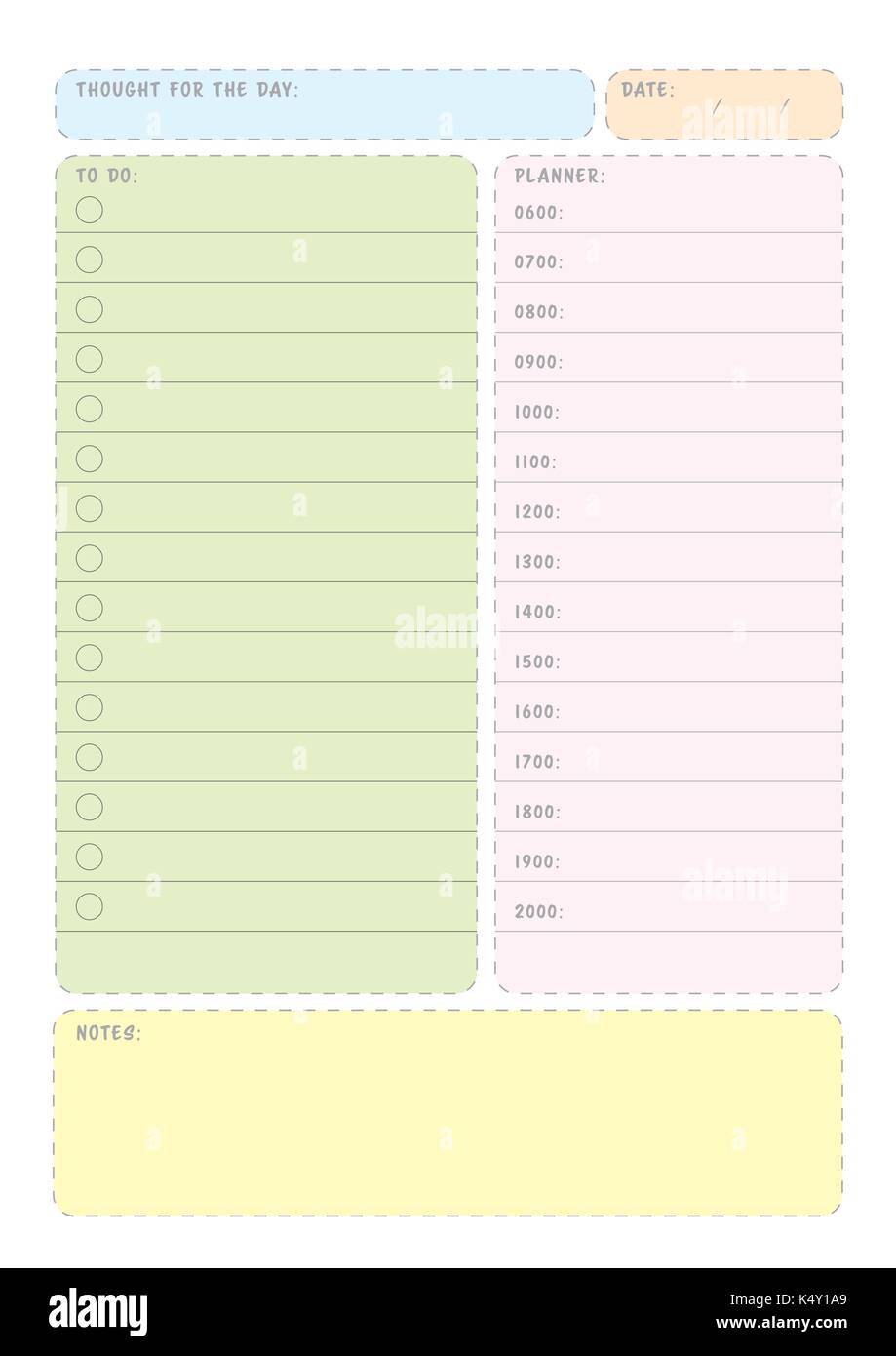 Daily planner template layout Stock Vector Image & Art - Alamy