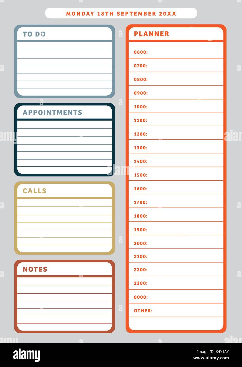 Daily planner template Stock Vector Image & Art - Alamy