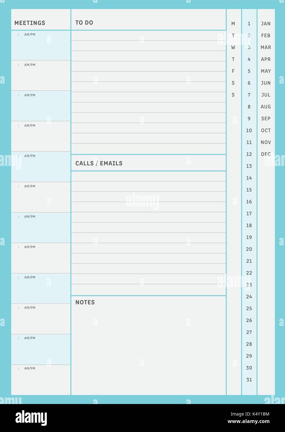 Daily planner template layout Stock Vector Image & Art - Alamy