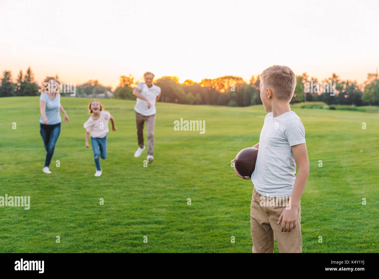 Family Playing American Football
