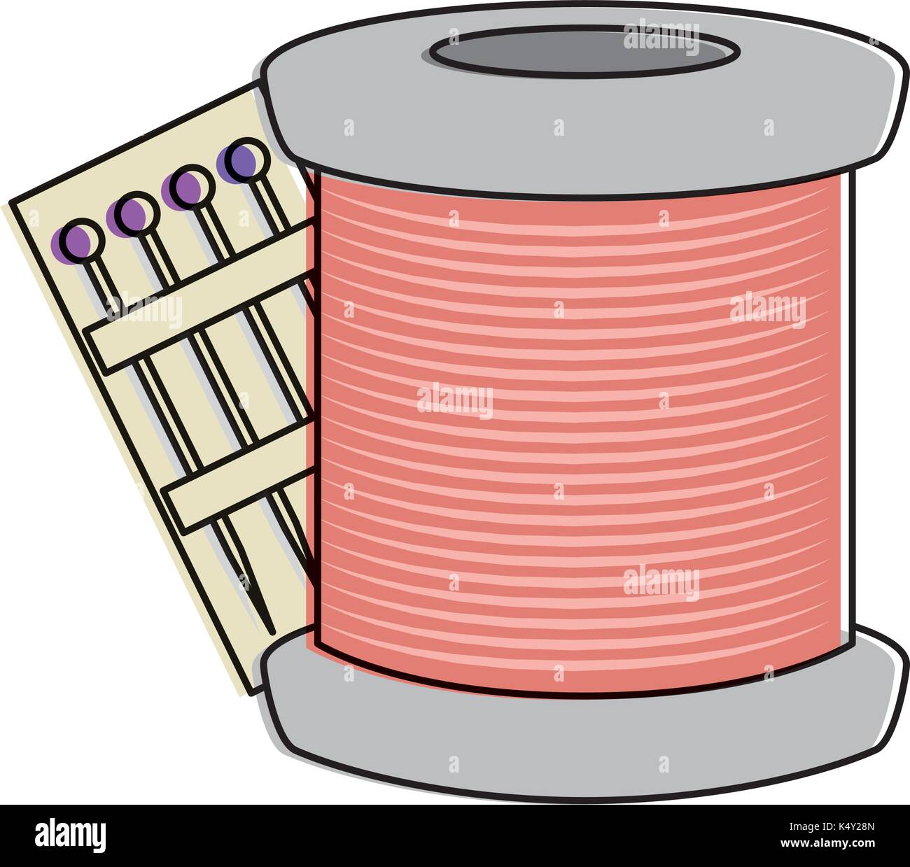 sewing thread tubes with pins vector illustration design Stock Vector ...