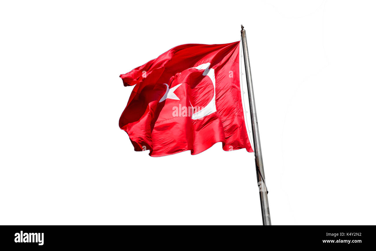 Turkey flag isolated on white Stock Photo - Alamy