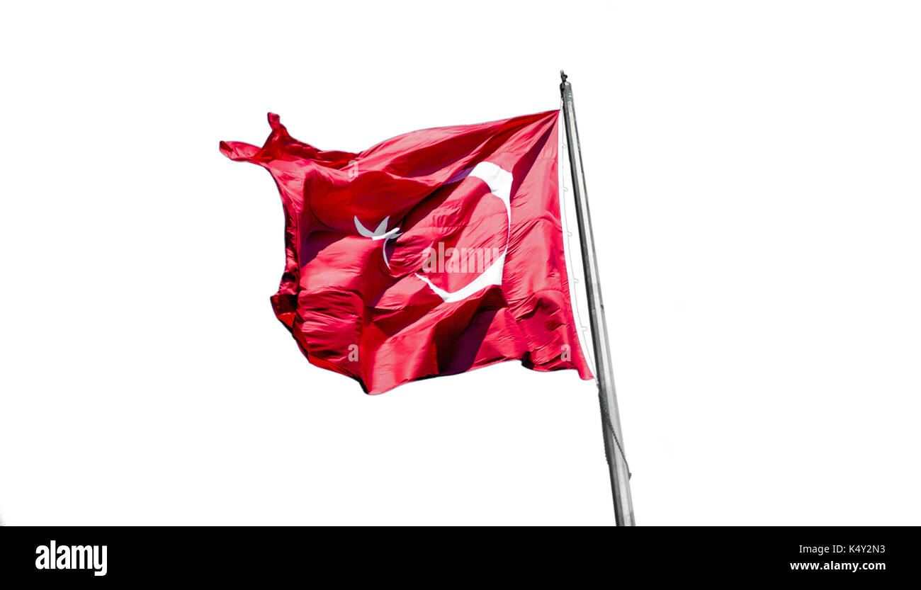 Turkey flag isolated on white Stock Photo - Alamy